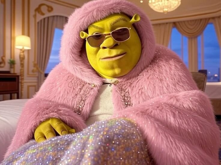 Алмазная живопись"Шрек в меховой шубе", 5D, круглая, 40x50 см. Производитель: Brose Art.