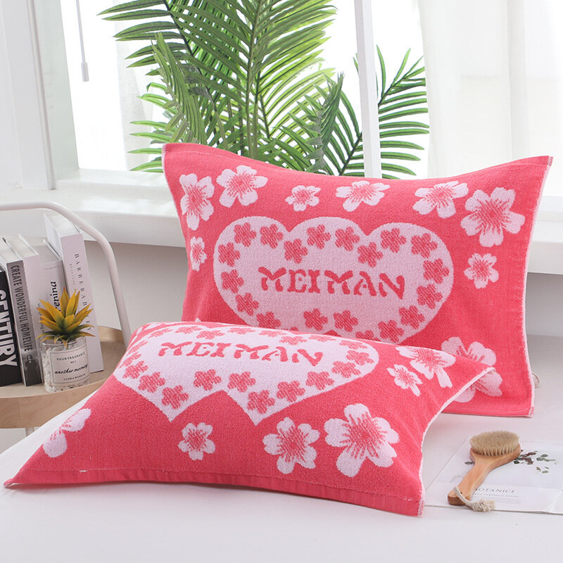 Набор подушек и полотенец из чистого хлопка, утолщенные и увеличенные, для взрослых, свадебные, полностью хлопковые, старинные махровые полотенца для дома, впитывающие пот