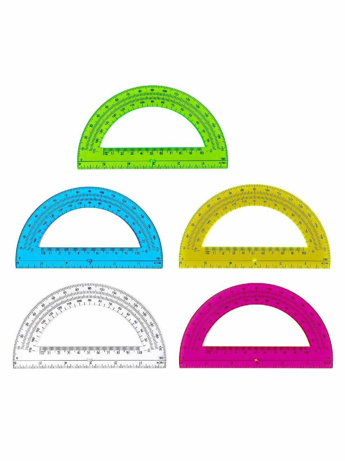 5шт Пластиковый транспортир на 180 градусов 6-дюймовые транспортиры для черчения геометрии
