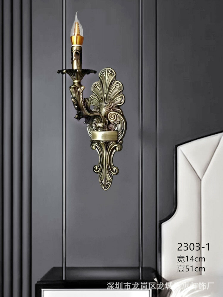 Европейский стиль настенной лампы из сплава для спальни и гостиной, винтажное хрустальное освещение, французская креативная вилла с двойной настенной лампой в виде свечи