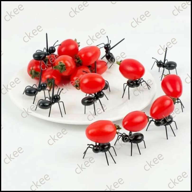 12шт муравьиная движущаяся вилка для закусок с фруктовым знаком