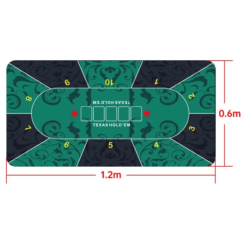 Складной коврик для покера 120*60 см, резиновый коврик для покера Техасский холдем, топпер для игральных карт для столов, портативный макет столешницы для покера