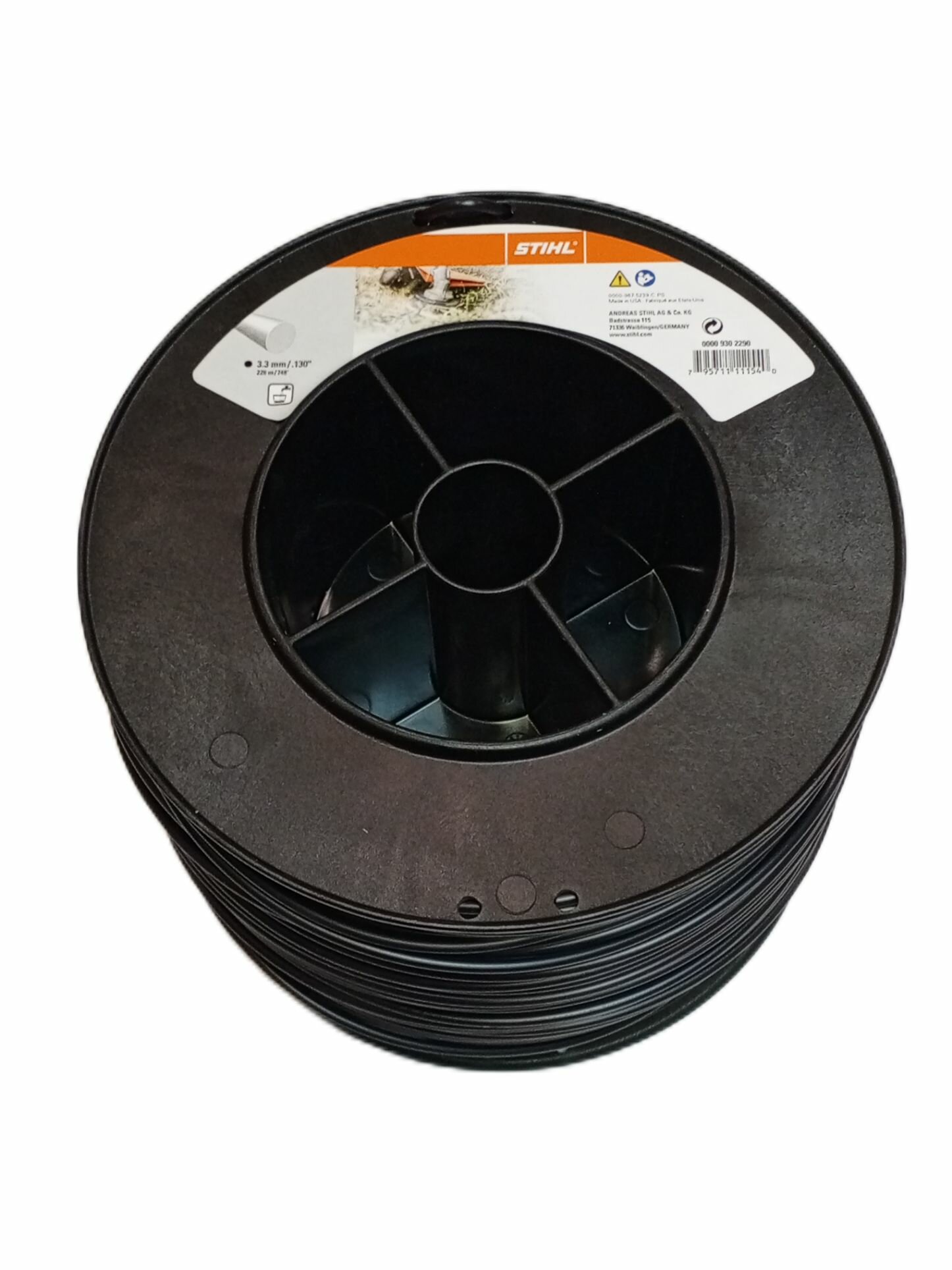 Косильная струна STIHL, диаметр 3,3мм, длина 228м, чёрное сечение