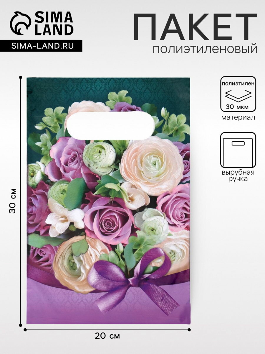 Пакет "Барбара" полиэтиленовый с вырубной ручкой, 20x30 см, вид: вертикальный, 100 шт.