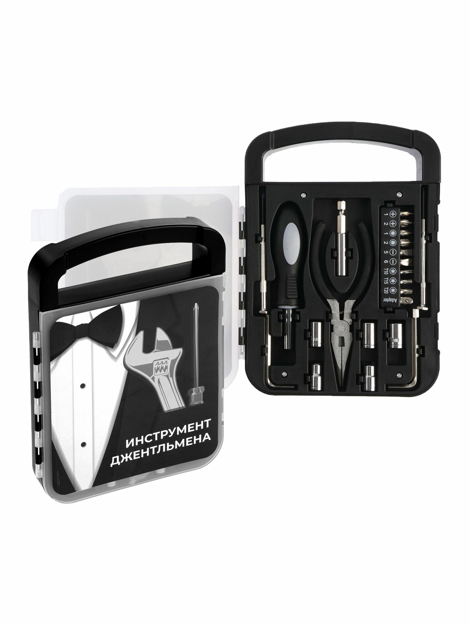 Набор инструментов подарочный пластиковый кейс, 22 предмета, тематика праздника: 23 февраля