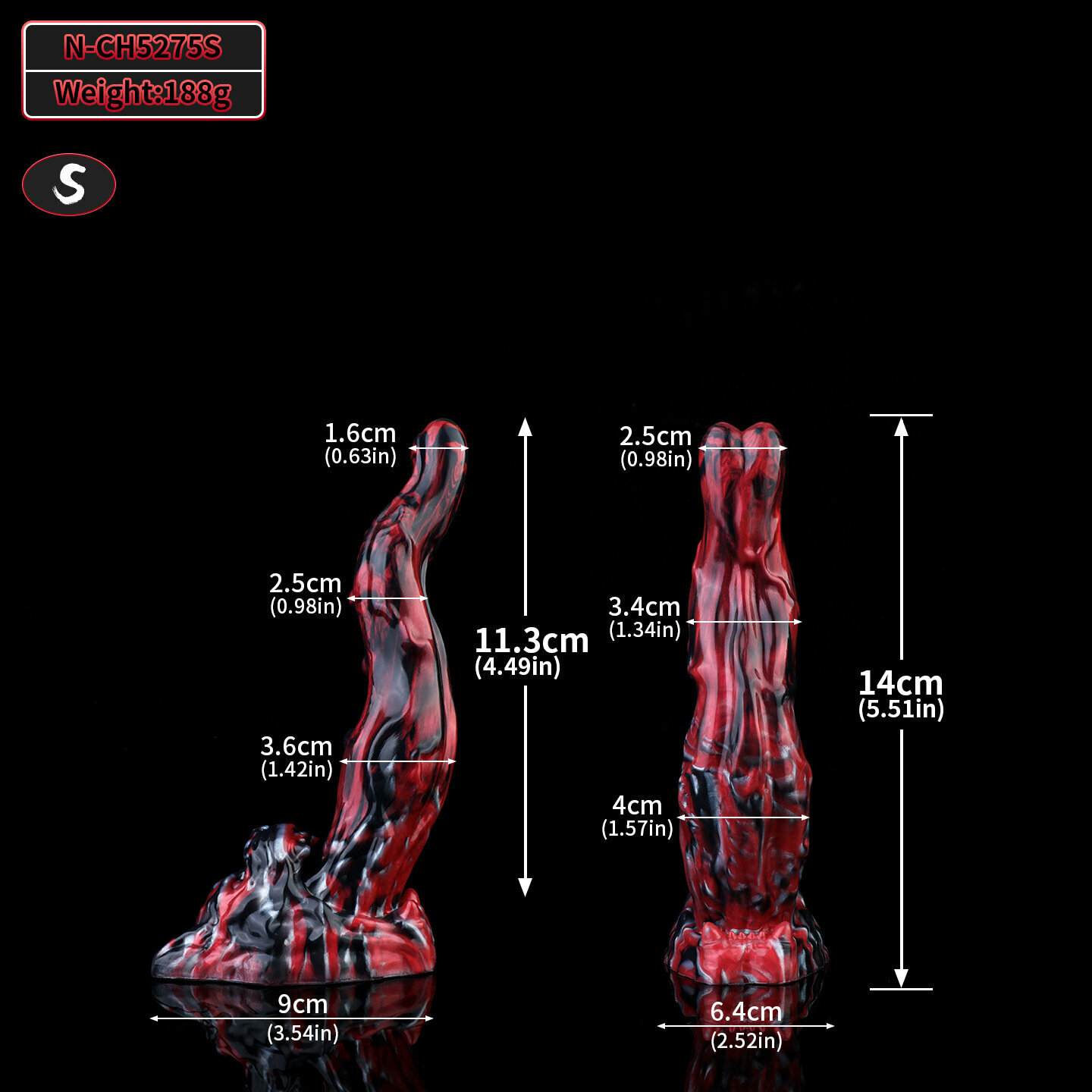 NNSX-CH5274 Тигровая серия XXL силиконовый вибратор для взрослых Размер：Цвет тигра N-CH5274 XXL