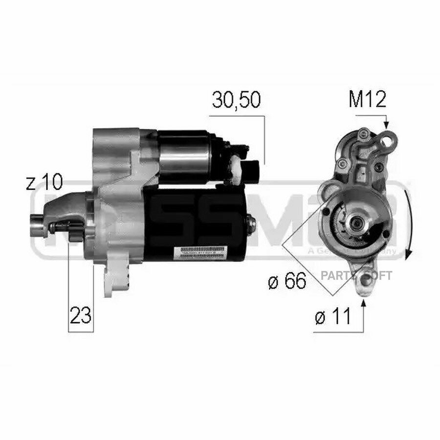 Стартер AUDI A4/A5/Q5 1.8TFSi/2.0TFSi 1.1кВт. от официального дистрибьютора, ERA, артикул 220604