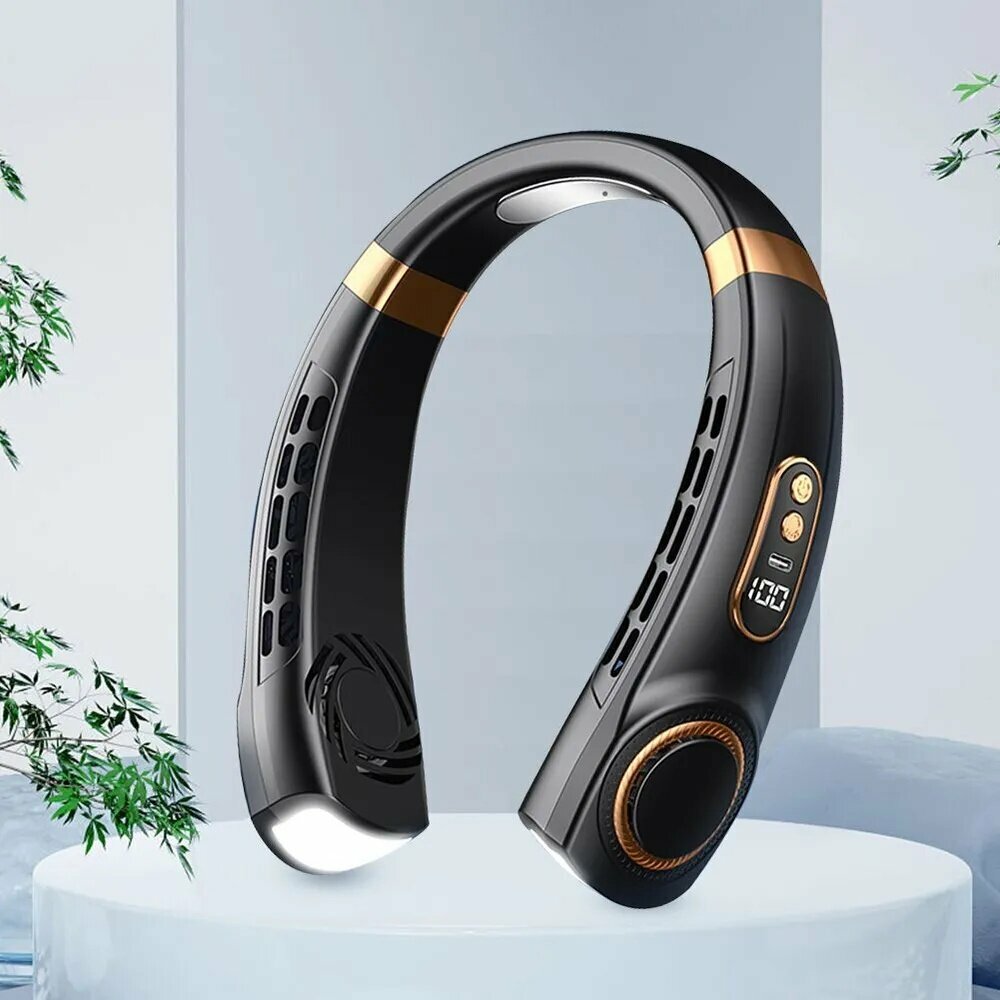 Milochic Настольный вентилятор Мини-Шейный Вентилятор Портативный Безлопастный Подвесной на шее, черный