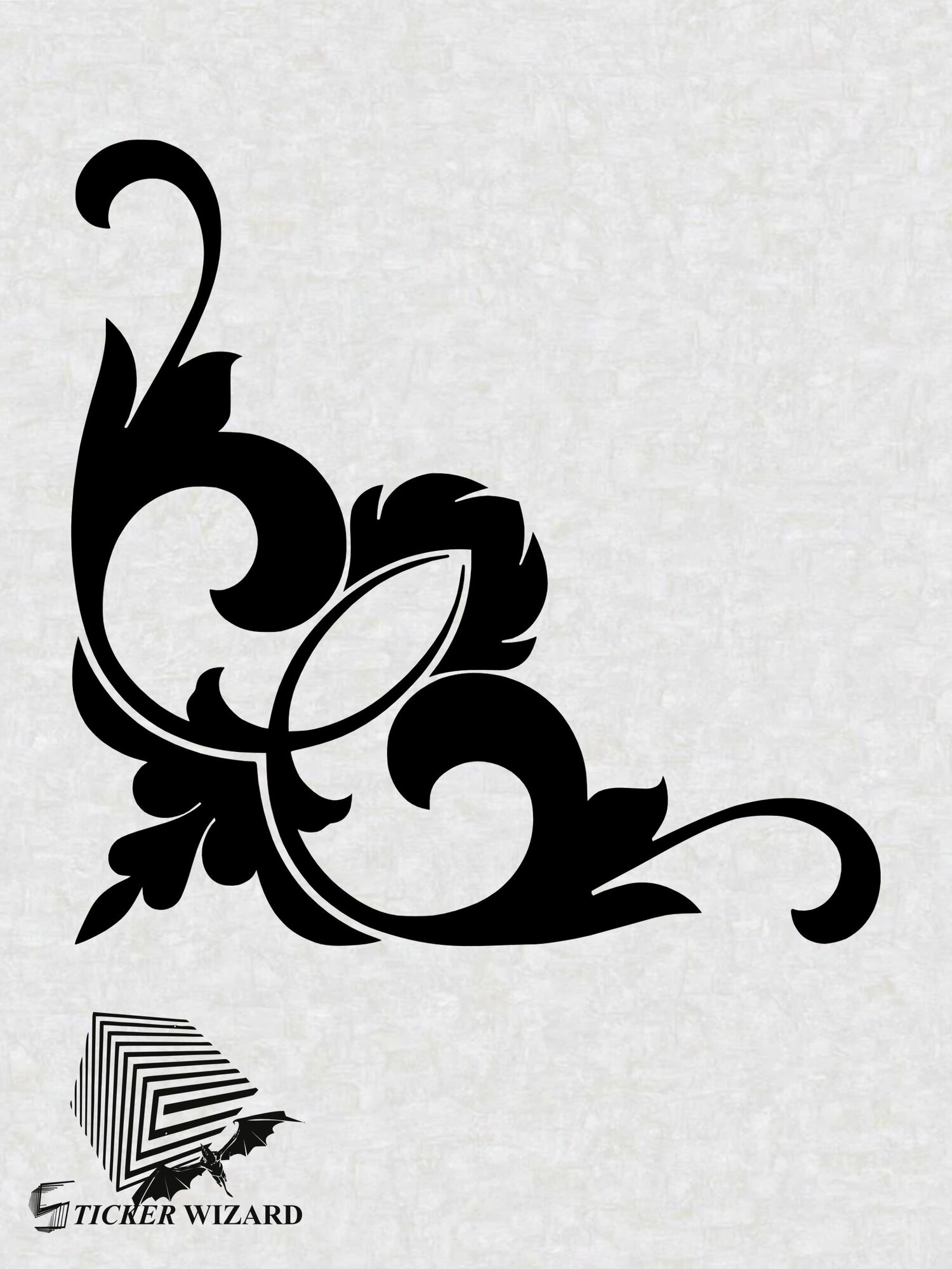 Наклейка виниловая на прозрачной основе (черная) "Узор угловой на шкаф"