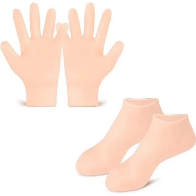 Силиконовые перчатки и носки для педикюра, Light Yellow Set