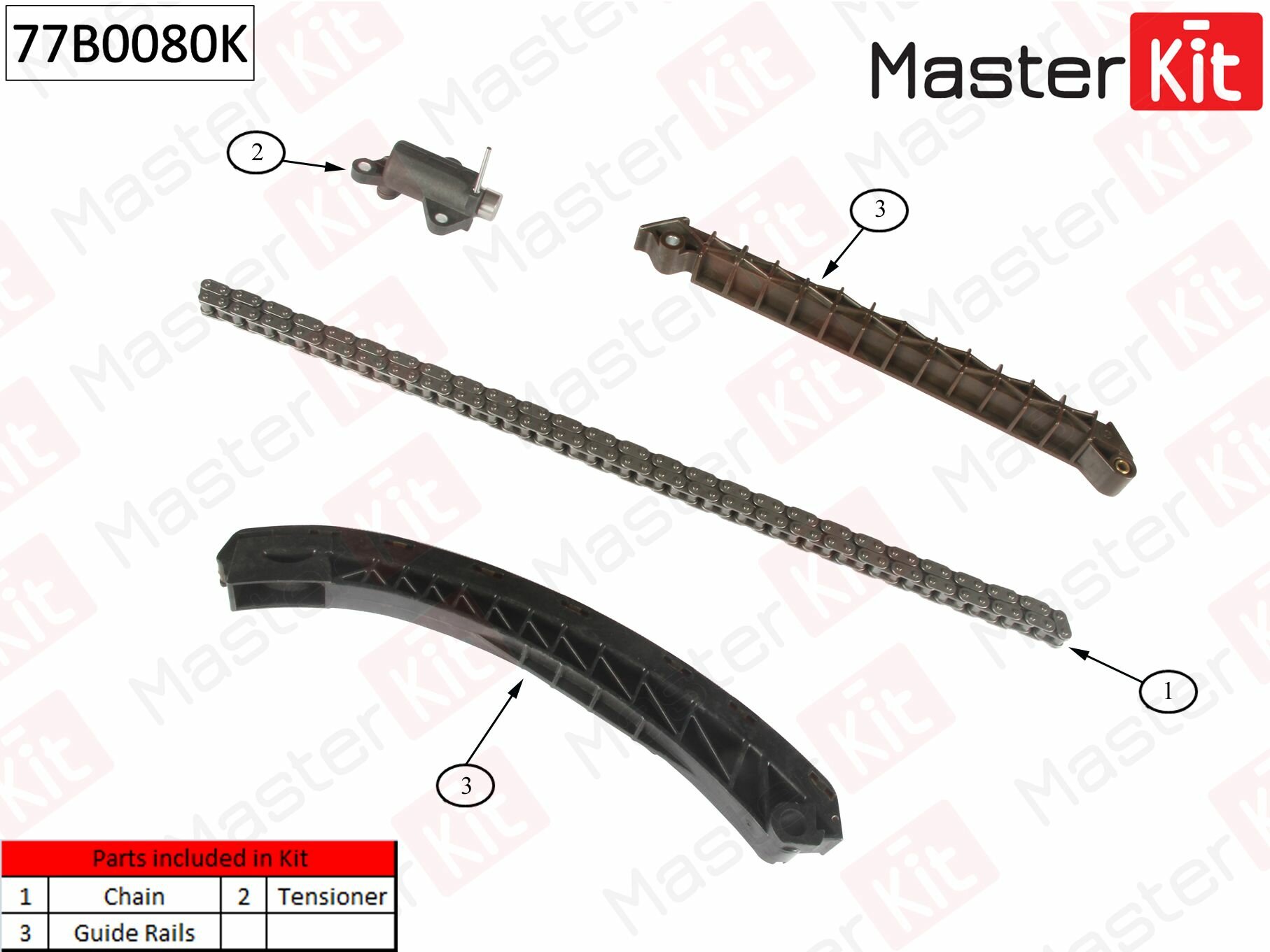 Комплект цепи ГРМ BMW E34/E36 M43B16/B19 93-00 без звездочек MasterKit 77B0080K
