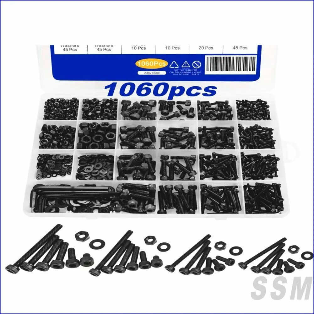 Болт M3 x, головка: Шестигранная, 1060 шт. 625 г