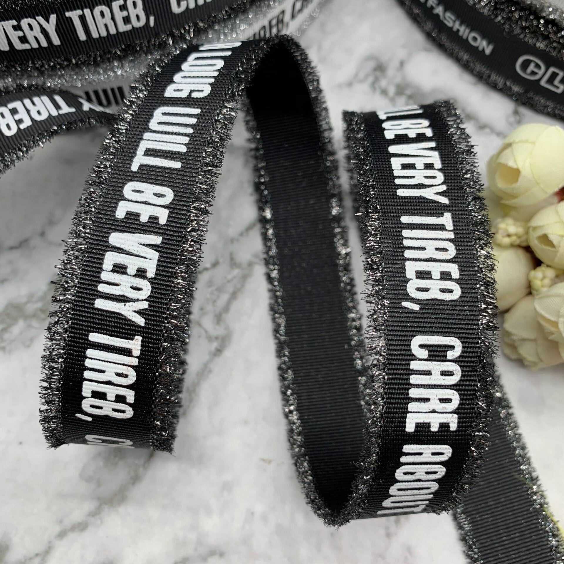 Лента с буквами, кисточка, интерколор, деним, полиэстер, бант, аксессуары для одежды, цветная лента, тканевая полоска, DIY лента