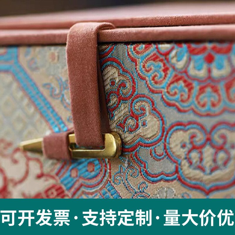 Многоцветная коробка с узором из брокада, фиолетовый глиняный чайник, набор для чая, коробка для хранения, национальный стиль, шкатулка для украшений, древний стиль, культурная фигурка, подарочная коробка