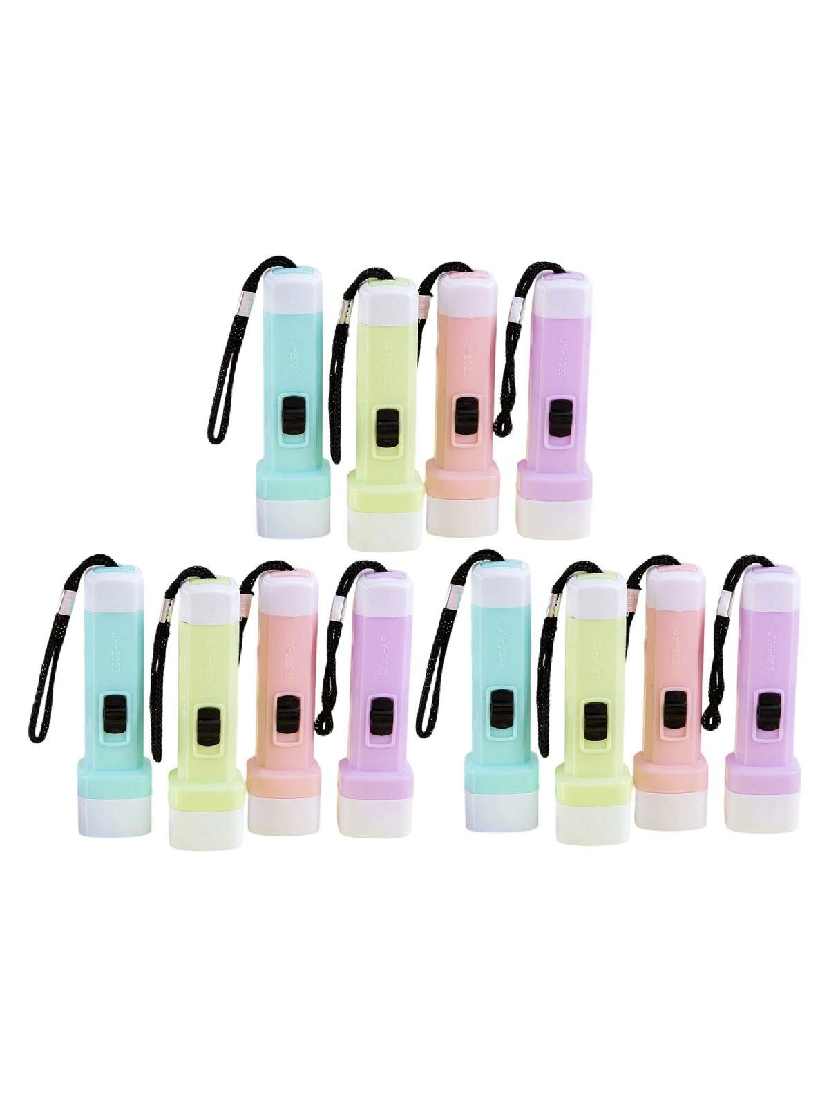 12 шт, маленький фонарик с квадратной головкой желеобразного цвета, сильный фонарик, электрический свет, светодиодная подсветка (случайный цвет)