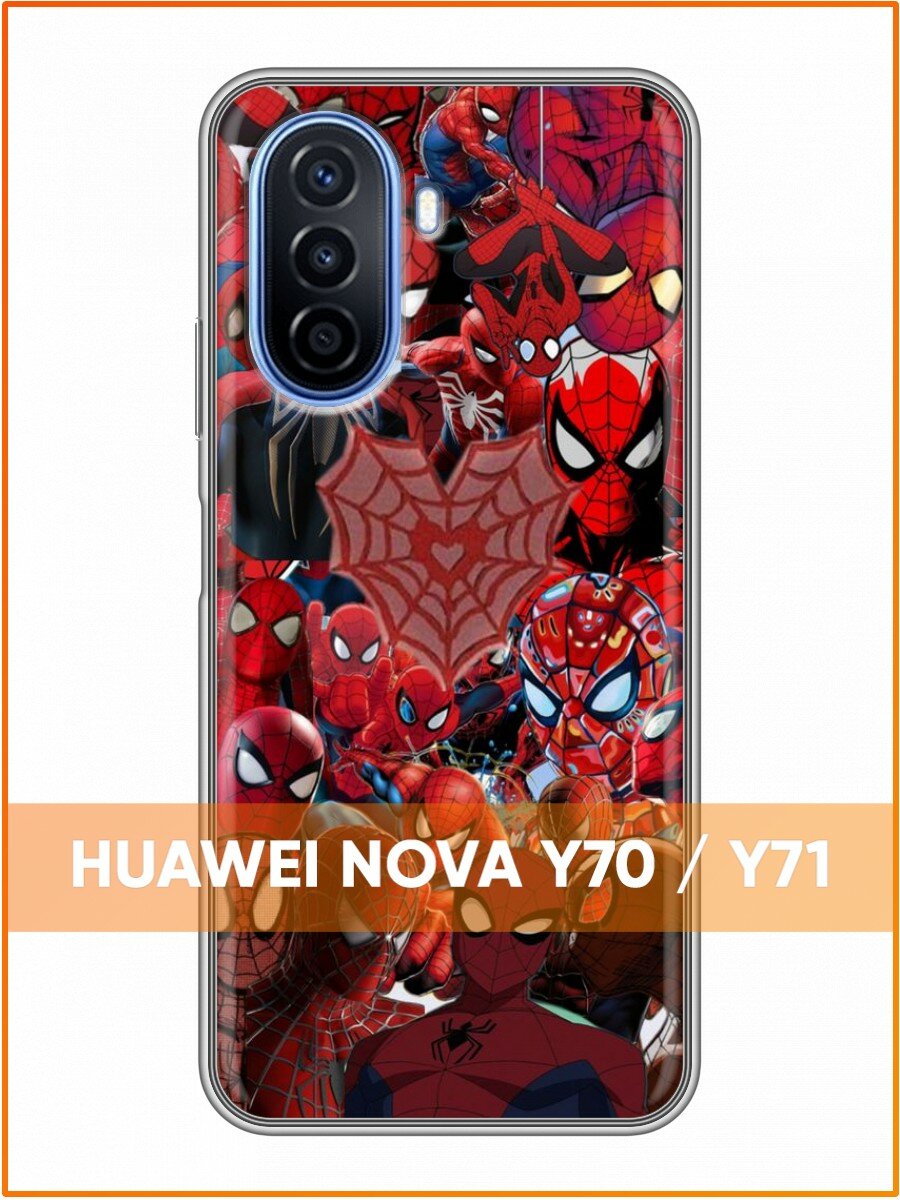 Чехол для Huawei nova Y70, Huawei nova Y71 с принтом для мальчиков Человек паук фон (Хуавей Нова У70, Хуавей Нова У71)