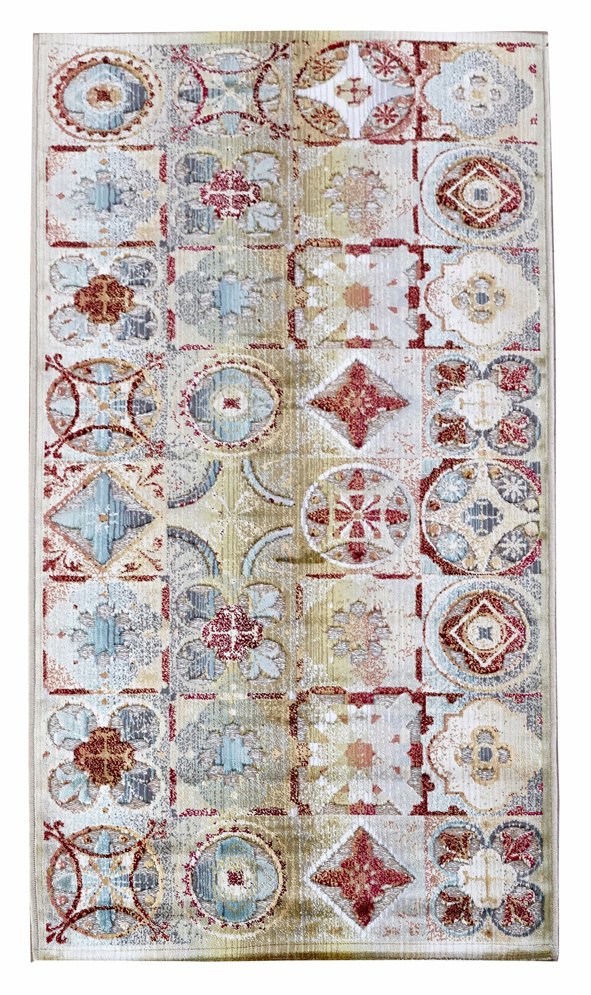 Ковер для комнаты на пол, палас в гостиную, Симфония, 75х150, 522 X, бежевый