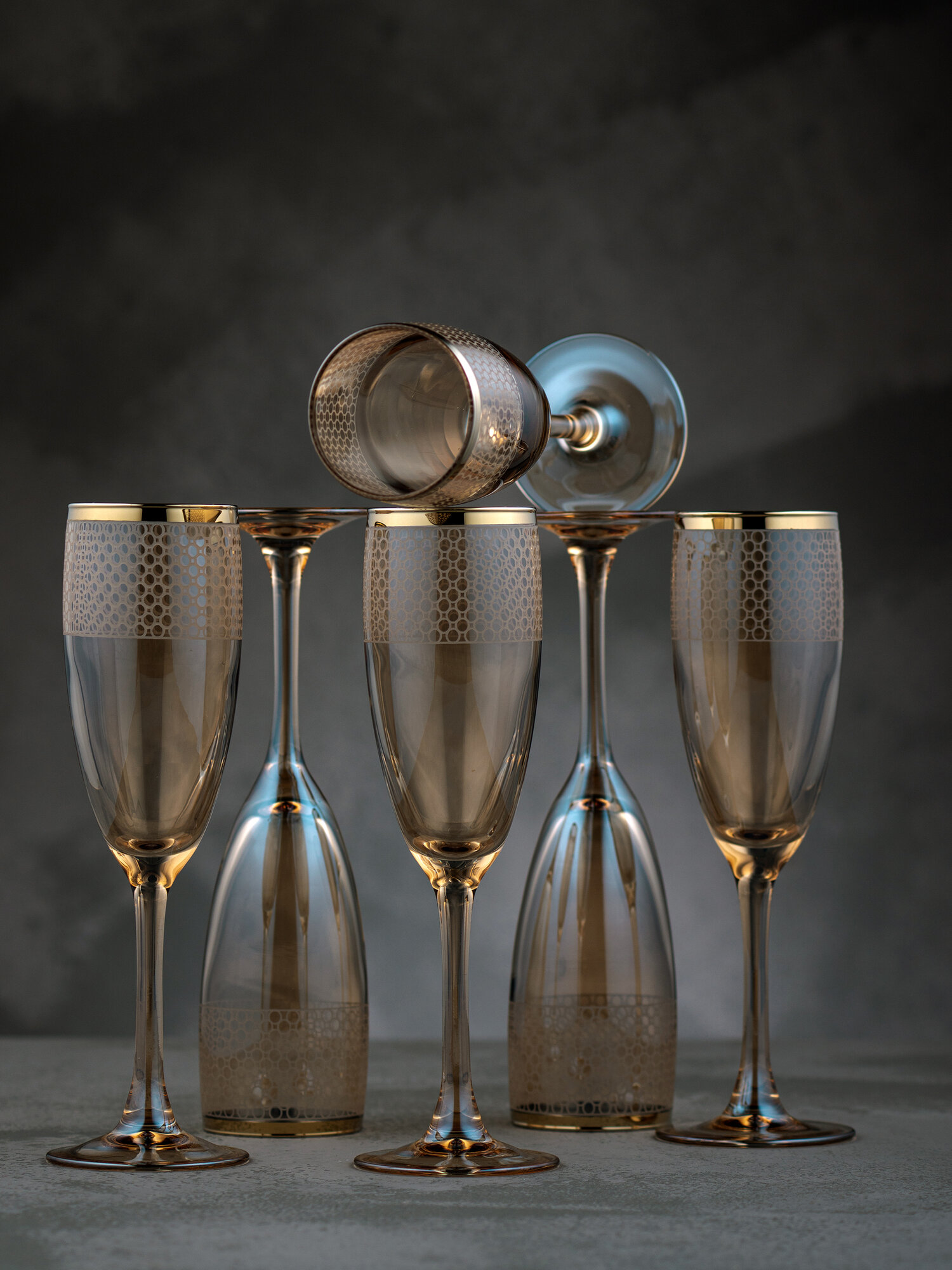 Бокалы для шампанского "медовые соты" Glasstar exclusive, 6 шт, 170 мл