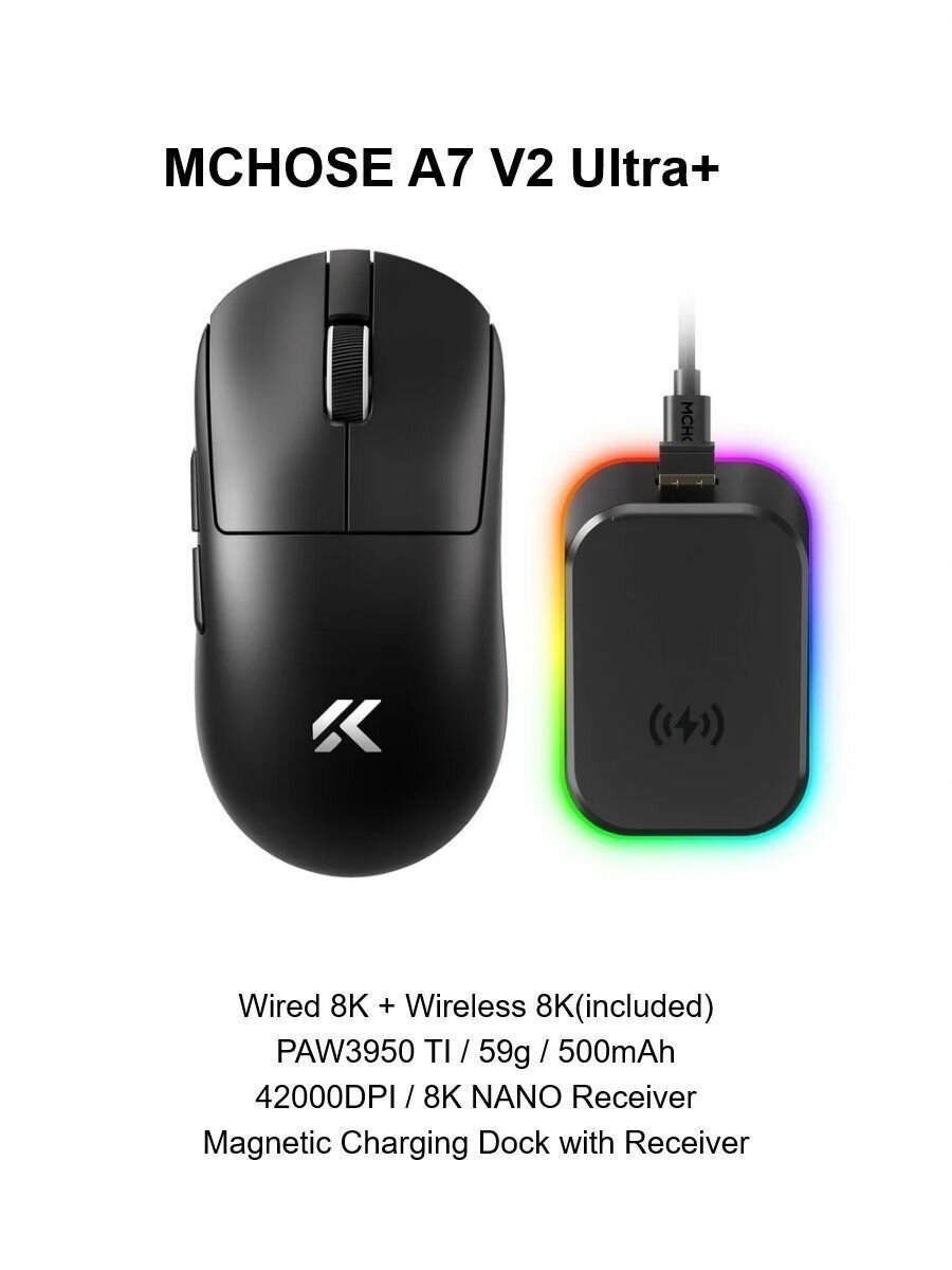 Мышь беспроводная MCHOSE A7 V2 Ultra+, BLACK