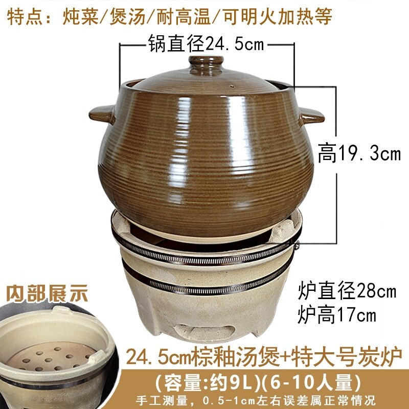 Старомодный керамический глиняный горшок для домашнего использования, супница для газовой плиты, глиняный горшок для приготовления супа и каши, устойчивый к высоким температурам, сухое горение на открытом огне, не трескается