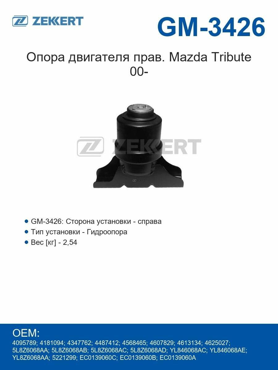 Zekkert Опора двигателя правая Mazda Tribute с 2000 года