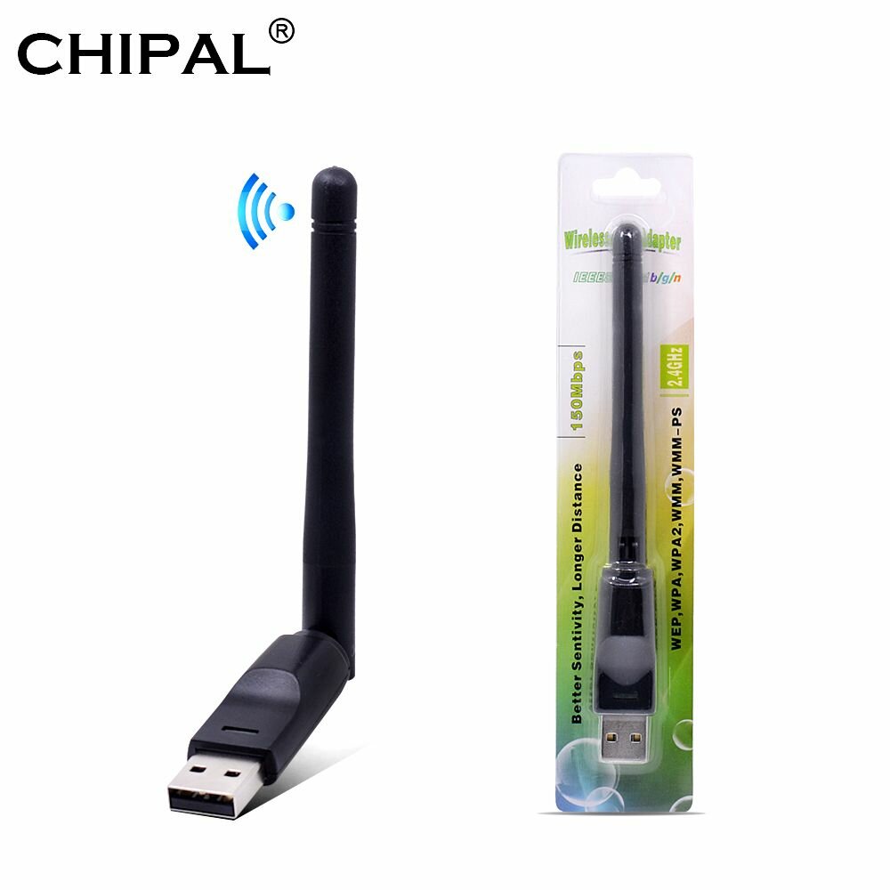 Wi-Fi адаптер CHIPAL USB 2.0 150 Мбит/с чипе MediaTek MT7601 для компьютеров и большинство приставок