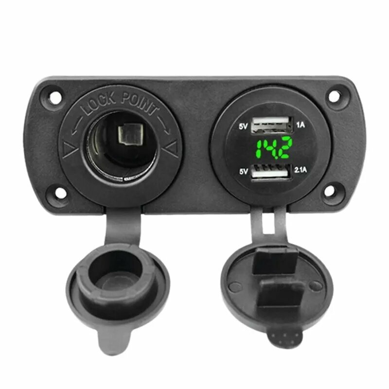 12-24 В двойная розетка USB, вольтовая с зеленым светодиодным индикатором напряжения, для прикуривателя, панель переключателя, адаптер автомобильной лодки