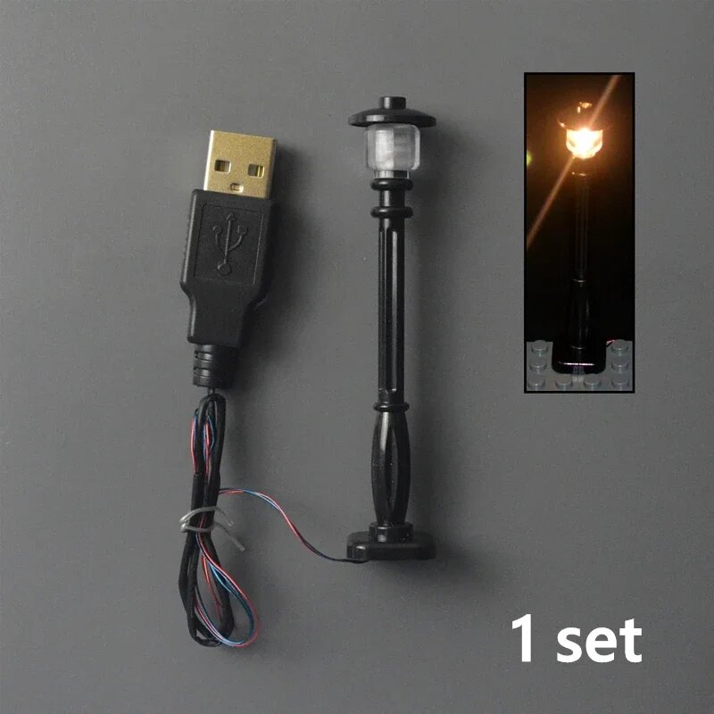 Черный USB светодиодный фонарь для лего города