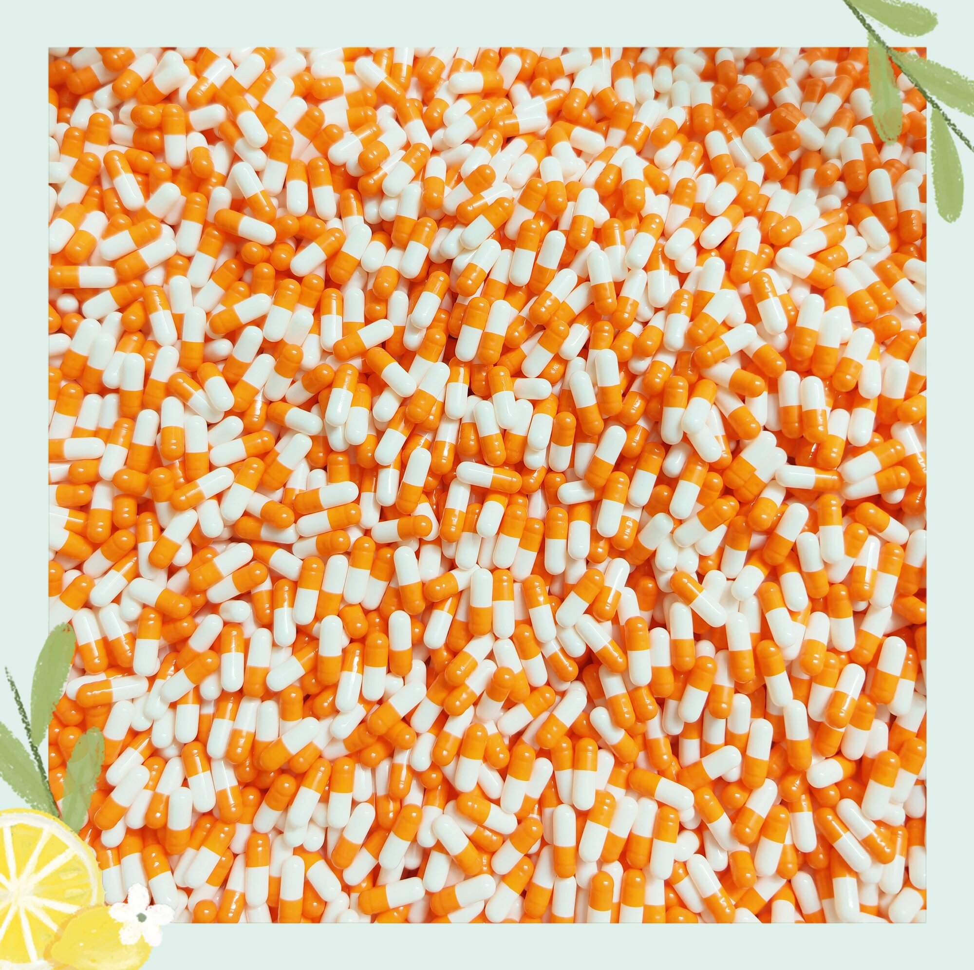 SUNNYPK Желатиновые Пустые Капсулы Размер 4 1000 шт Joined Capsule, Orange White