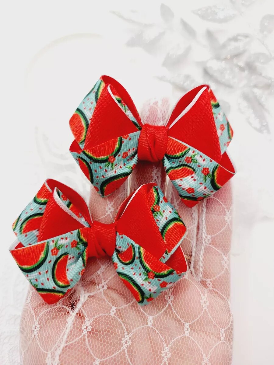 Бантики для волос Арт и Дизайн, на резинке, декоративные ленты, 2 шт — фото 1