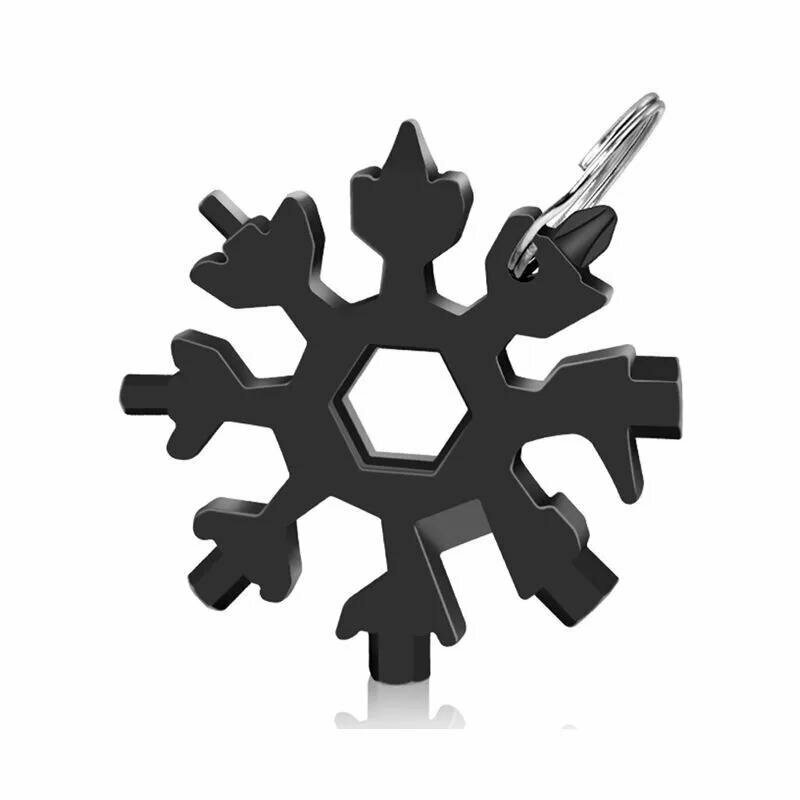 Многофункциональный ключ-снежинка 18-в-1 многоцелевой шестигранный наружный портативный инструмент, черный многофункциональный ключ, 1x многофункциональный ключ, 1x брелок