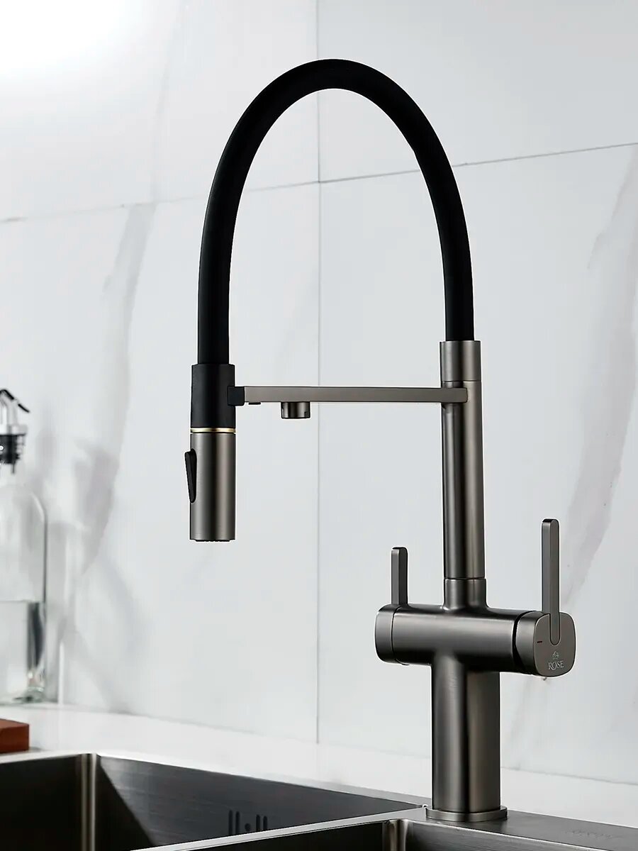 Смеситель для кухни с гибким изливом и фильтром R358T