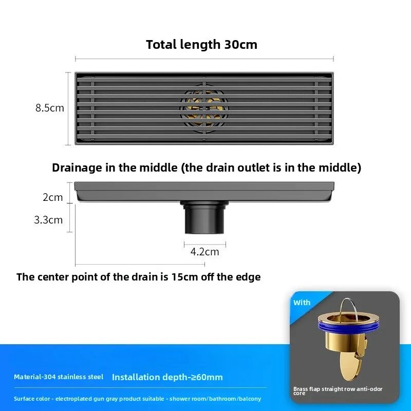 Трап для душа в ванной комнате, прямоугольный слив большой емкости для отеля, трап для пола из нержавеющей стали золото 304, против запаха