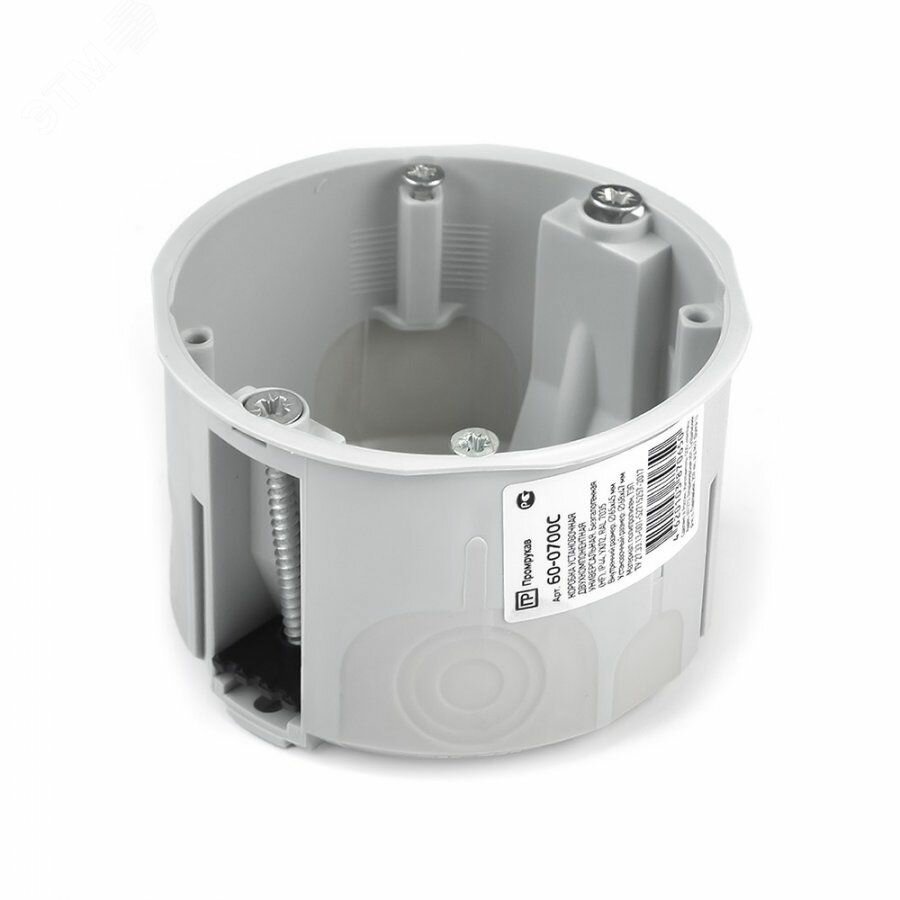 Коробка устан. С/У для полых стен D68x47мм IP44 2-комп. с мембр. вв, саморез, серая (HF) ПР