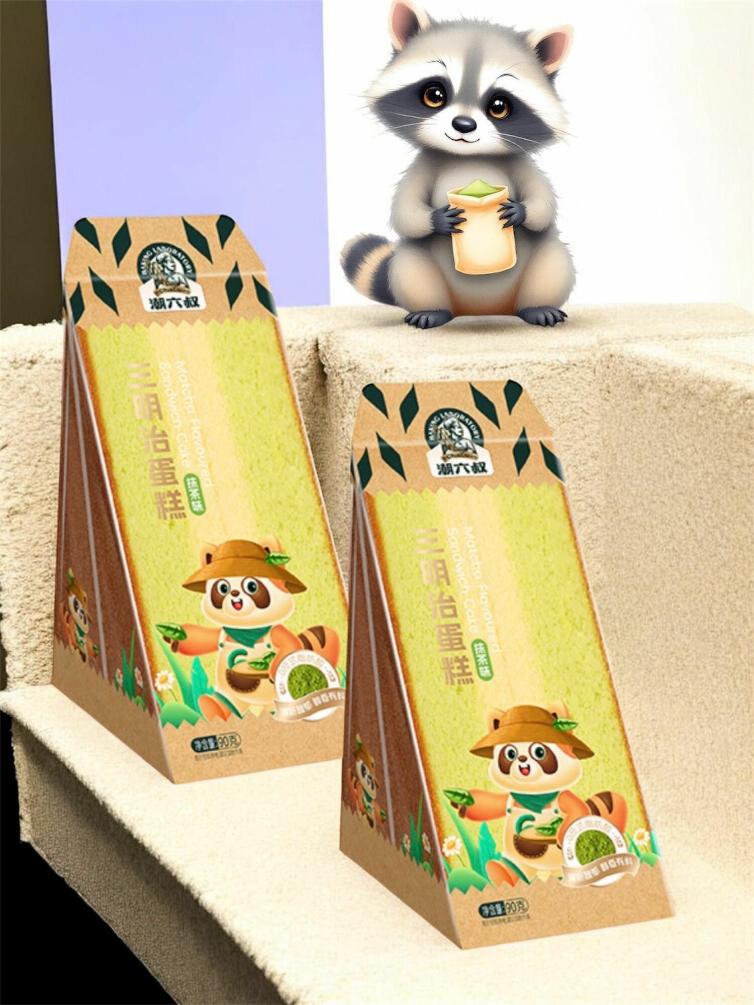 Chalsu Трехслойное пирожное-сэндвич со вкусом матча 2 шт по 100 гр