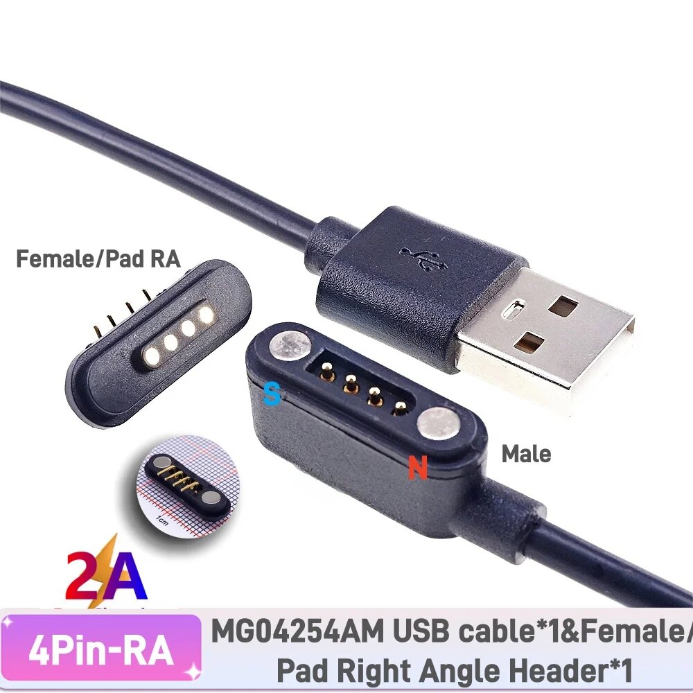 Кабель USB с магнитным разъемом 4Pin RA