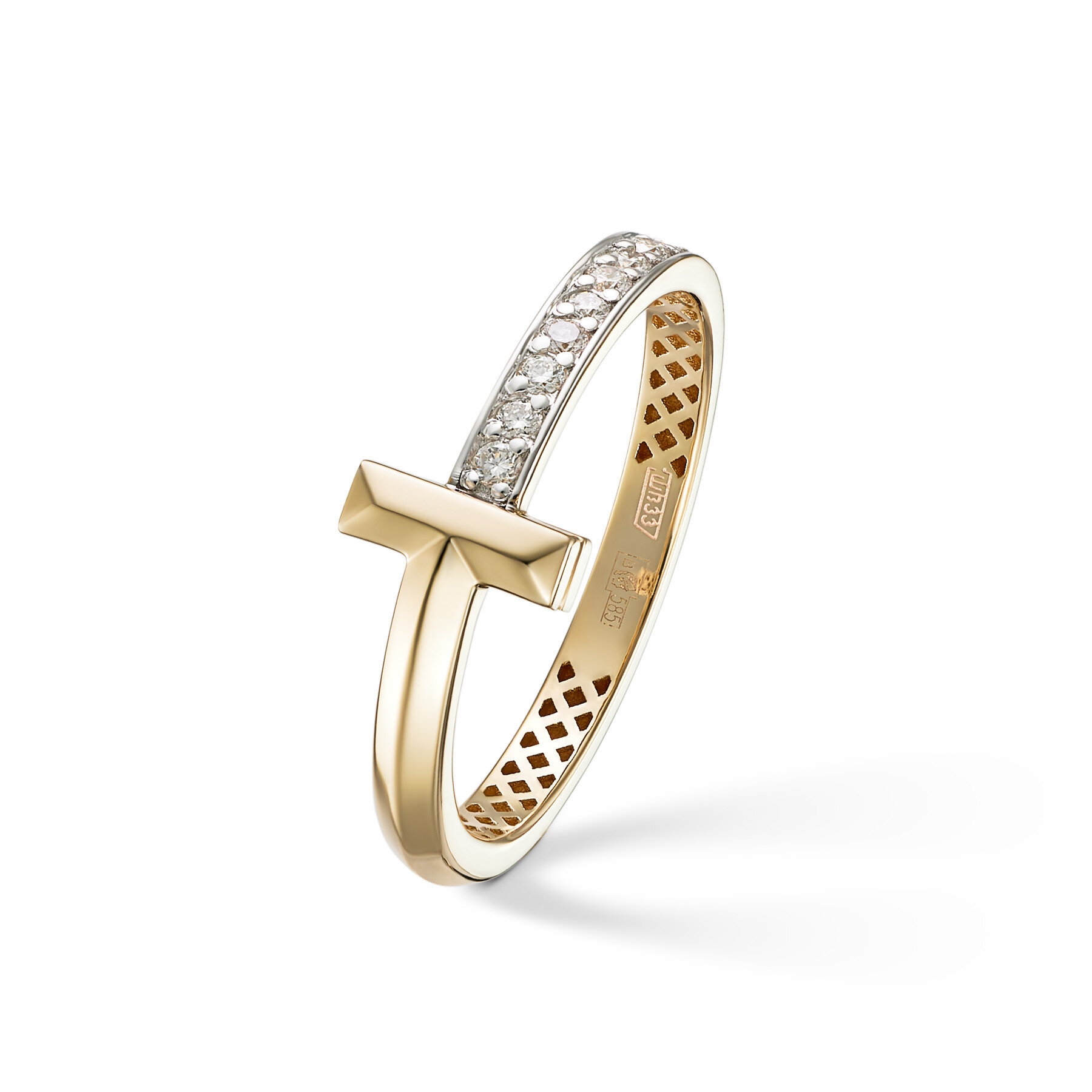 Кольцо, желтое золото, 585 проба, бриллиант