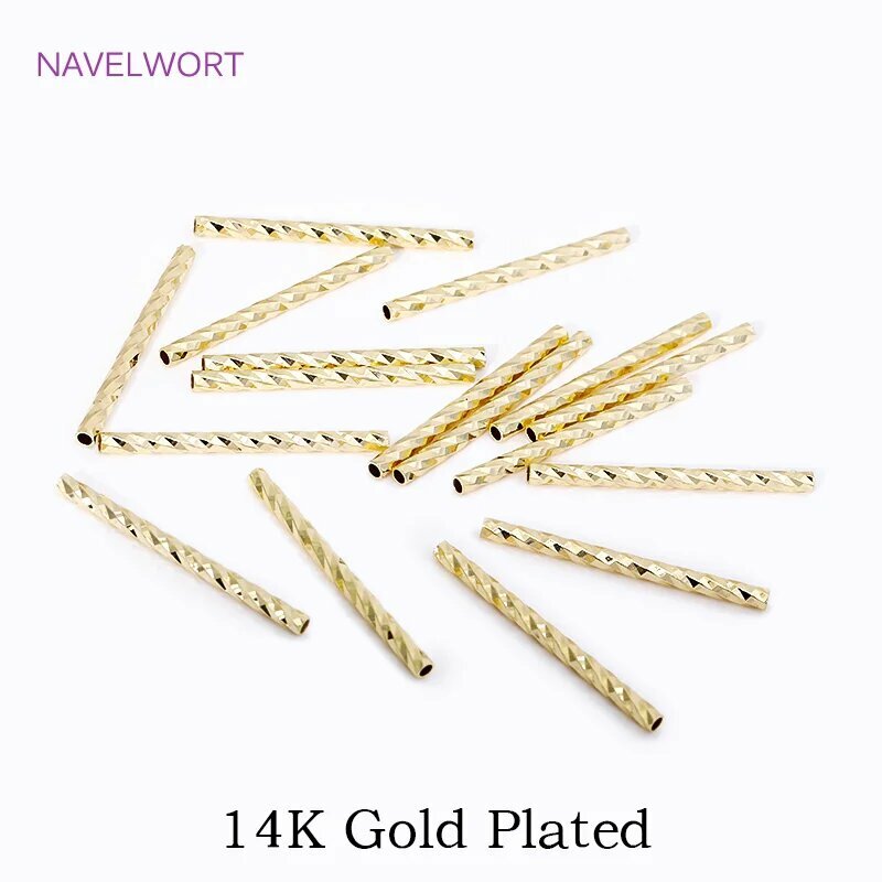 Позолоченные бусины-трубочки 14K Gold Plated