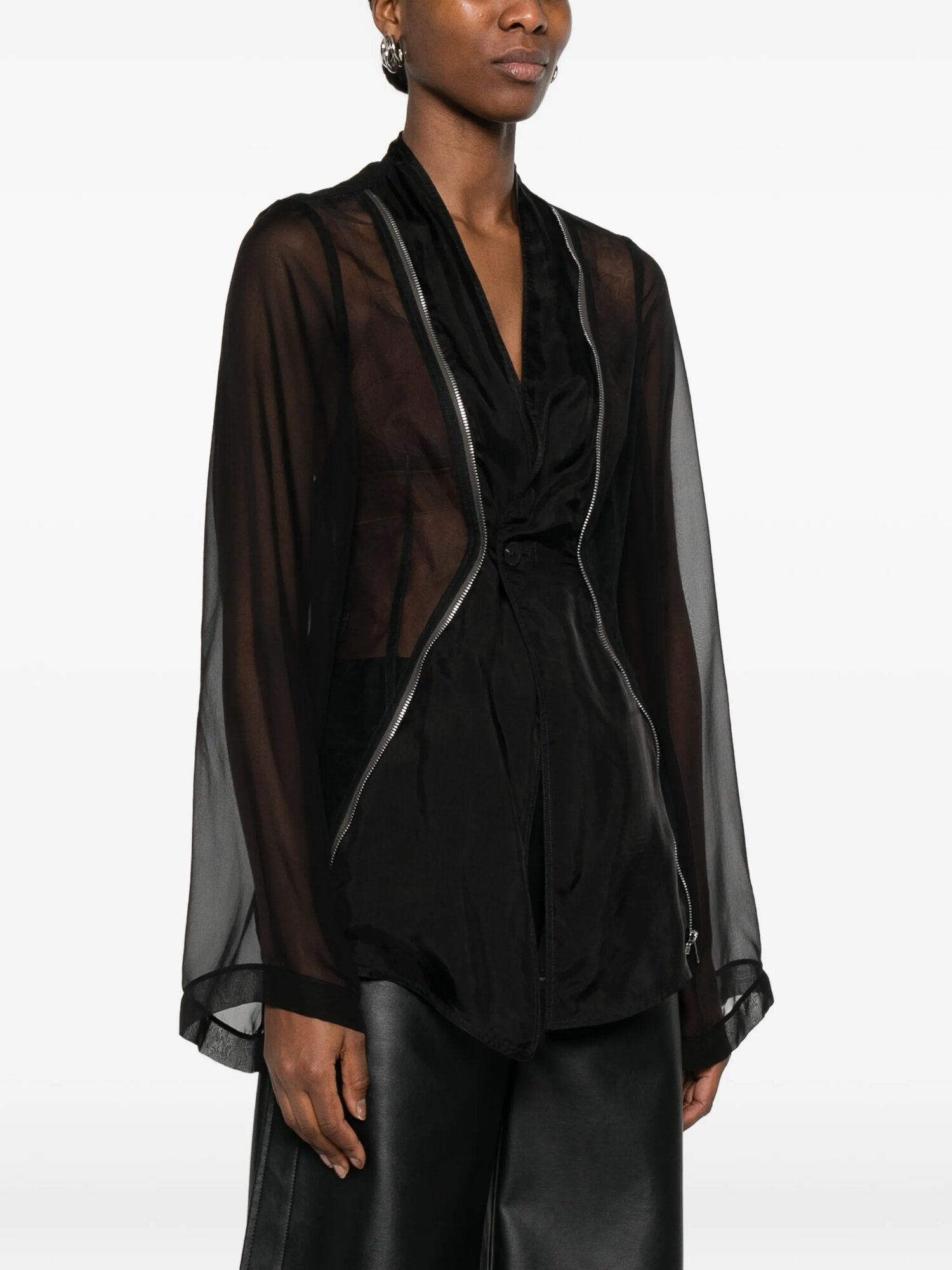 Куртка Rick Owens Zip-detail jacket, размер 38, black/black — фото 1