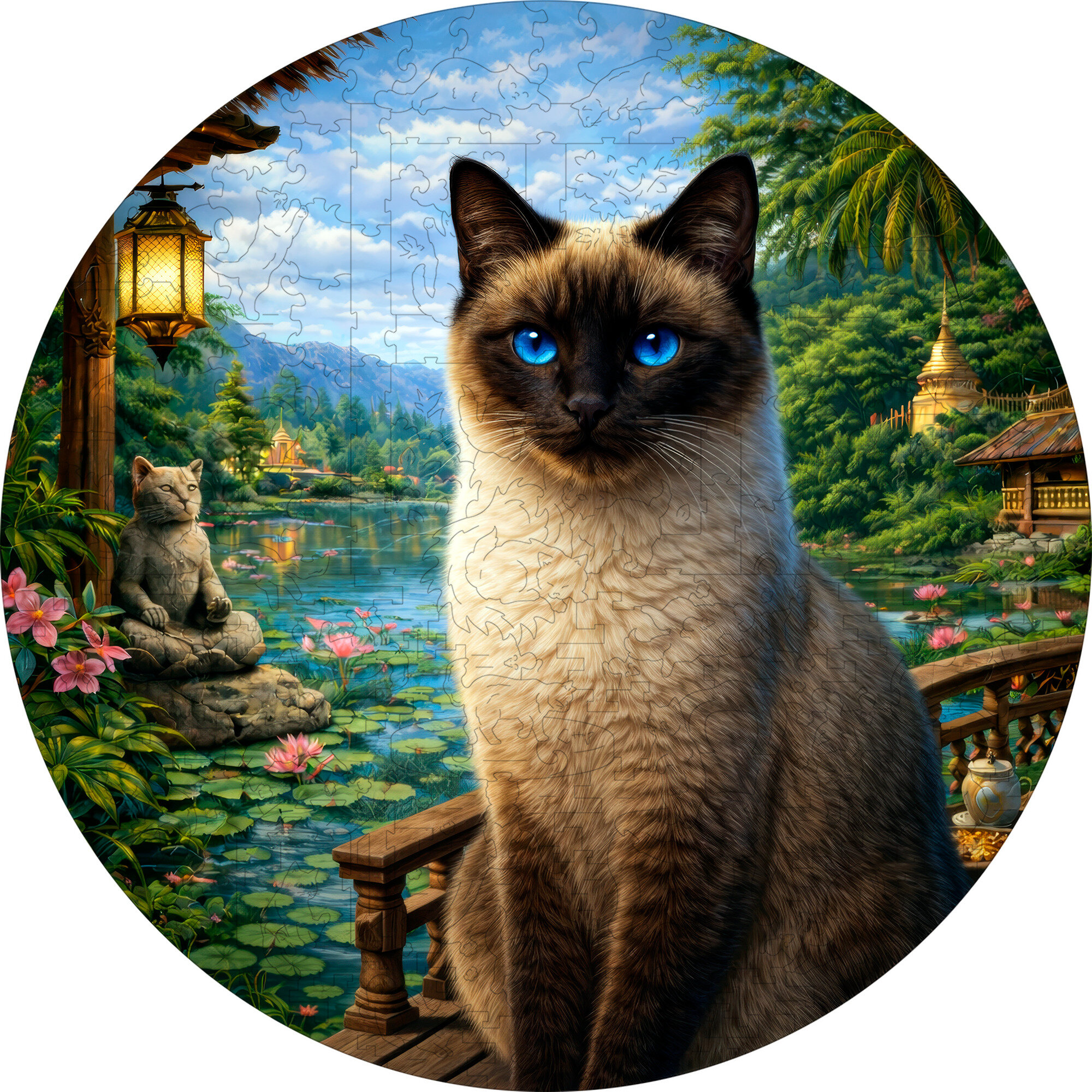 Деревянный пазл Тайская кошка коллекции "Мир кошек" / 30х30см, 200 деталей / Подарок для взрослых и детей