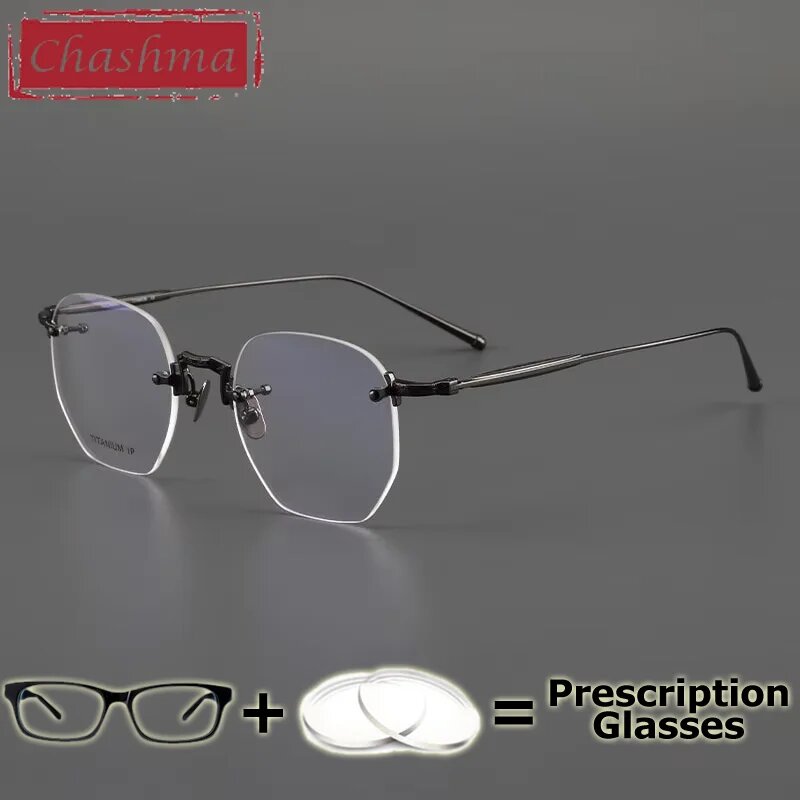 Chashma очки титановые без оправы, фотолинзы, прогрессивные