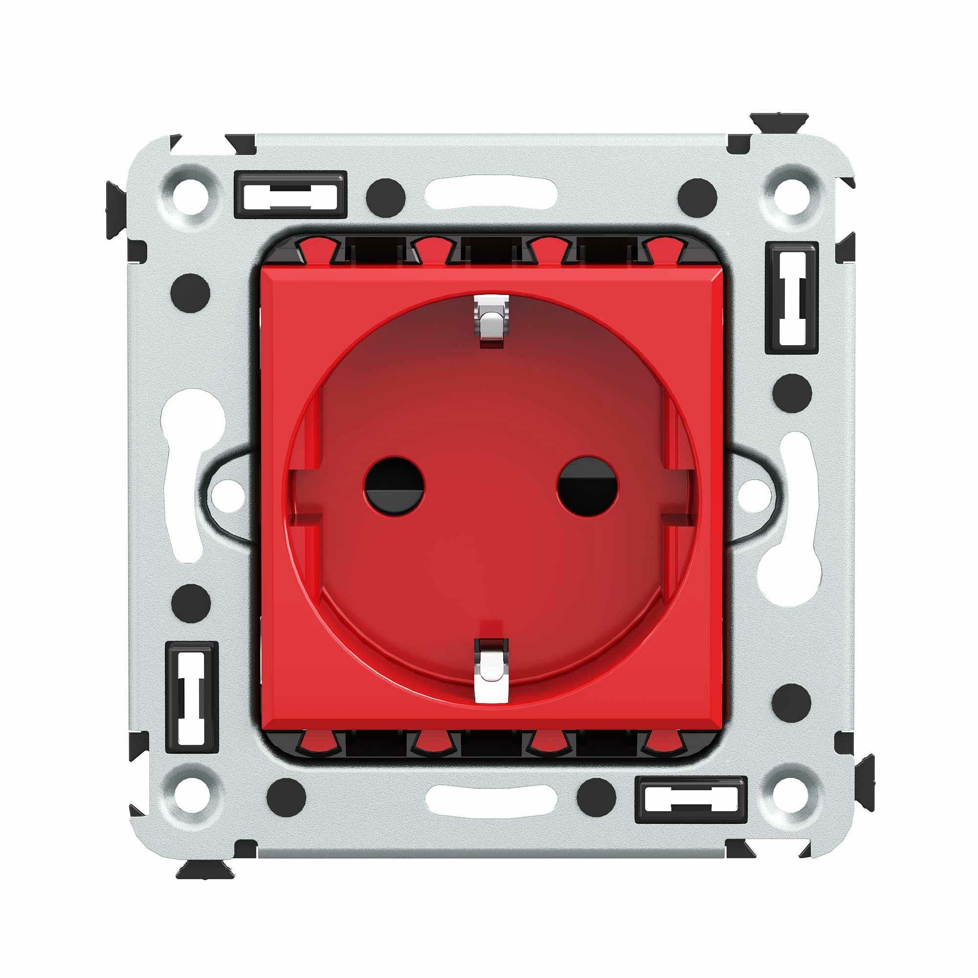 Avanti Розетка в стену, 2P+E, с защитными шторками, 'Красный квадрат' DKC 4401003