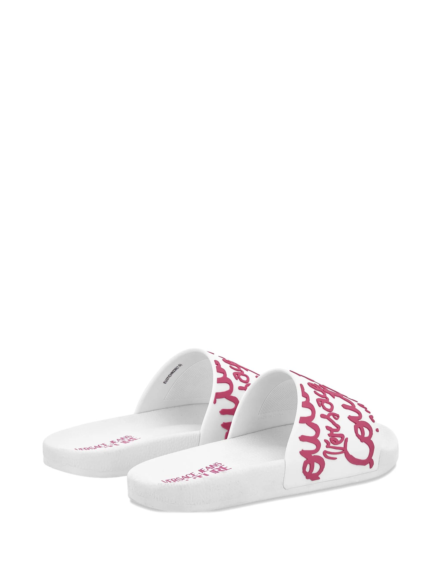 Шлёпанцы Versace Jeans Couture Rubberized-logo slides, размер 35, white — фото 1