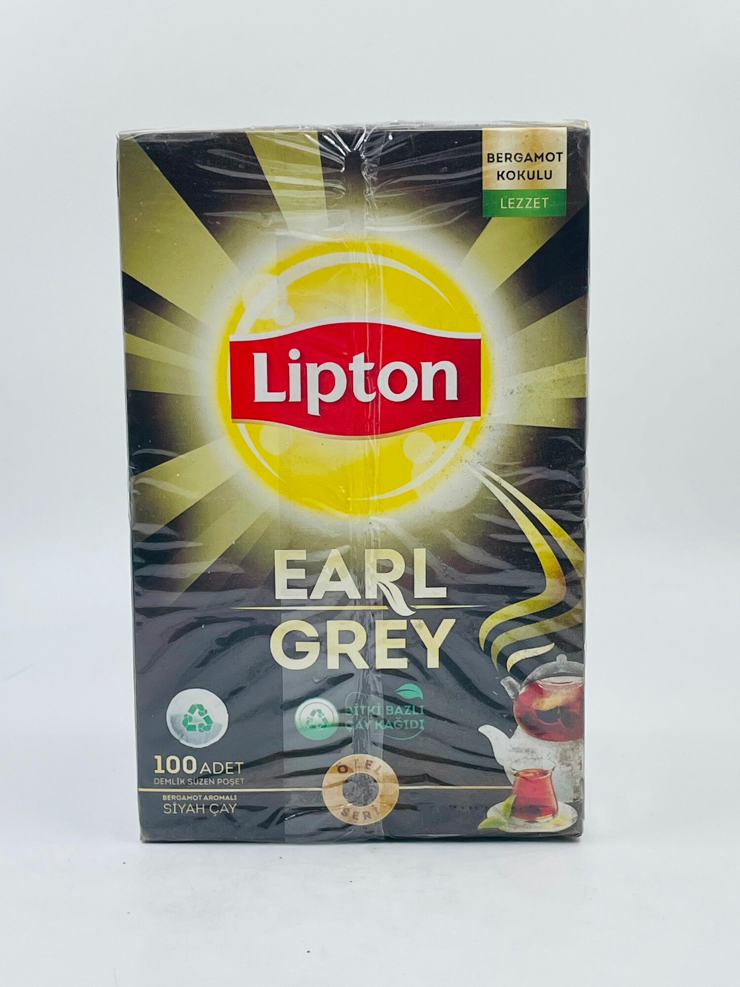 Чай черный Lipton Earl Grey с бергамотом 100 пакетиков 320 г (Турция)