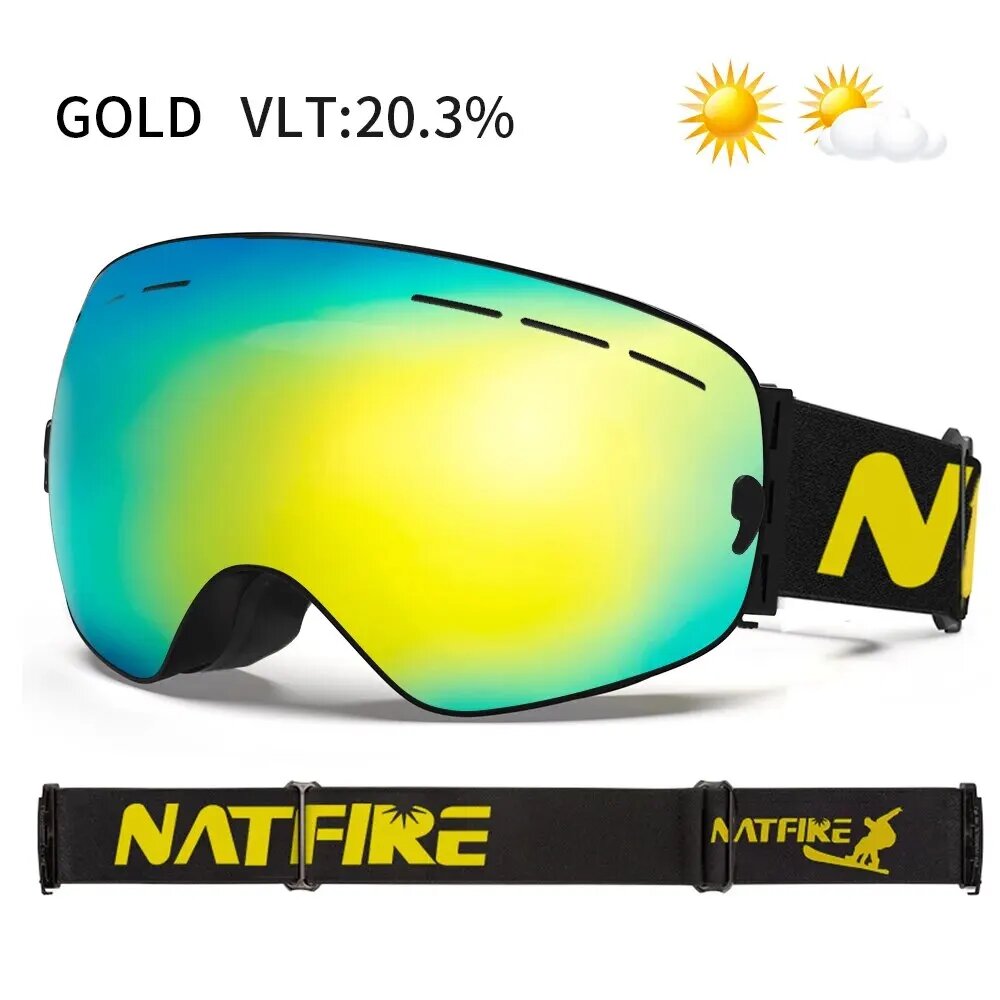 NATFIRE Лыжные очки Gold VLT:20.3%