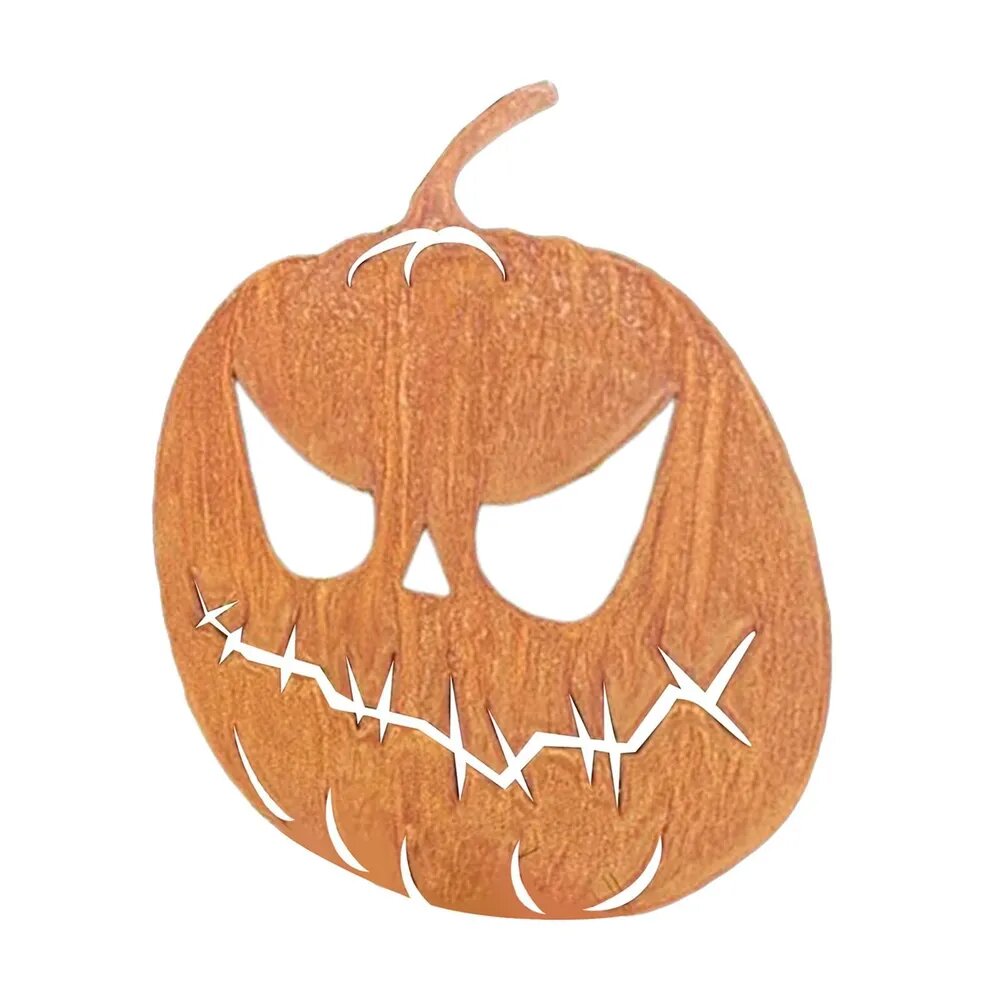 Садовое пугало в виде тыквы для Хэллоуина, металлическая декоративная фигура для сада и двора, оранжевый цвет, размер 28x28x1 см