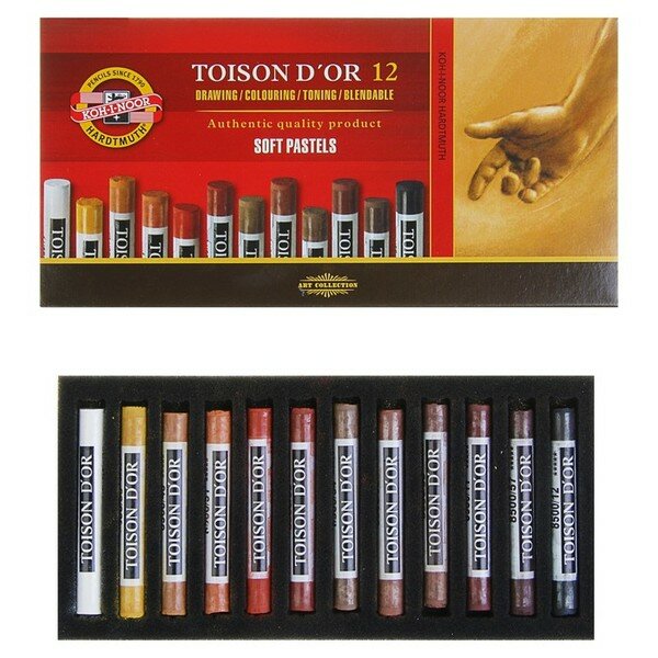 Пастель сухая художественная Soft Koh-I-Noor TOISON D`OR 8522, 12 цветов, градация коричневого Koh-I .