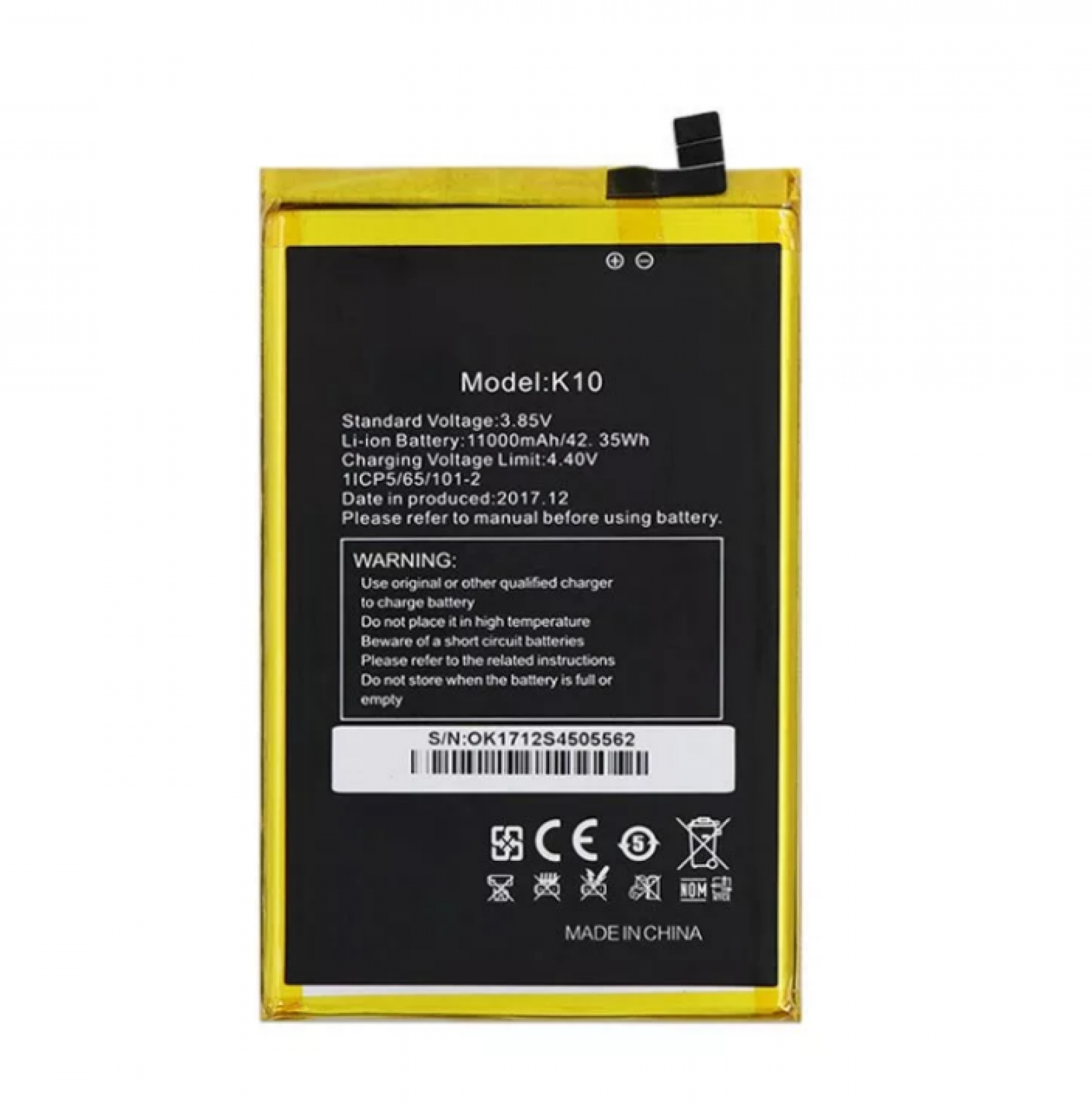 Батарея-аккумулятор MyPads для Oukitel K10 Li-Polymer 11000 mAh 3.85V повышенной ёмкости