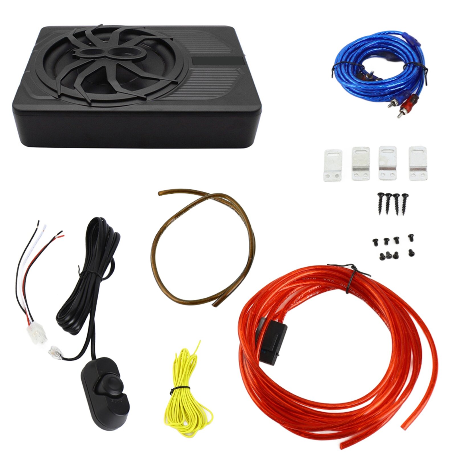 10-дюймовый активный сабвуфер под сиденье, 800W, со встроенным усилителем, 12В, синяя подсветка