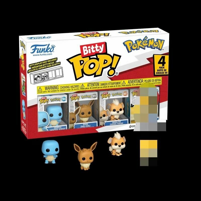 Сет из 4 мини-фигурок Funko Bitty POP! Pokemon Сквиртл, Иви, Гроулит и тайная фигурка Коллекционные мини-фигурки Покемон